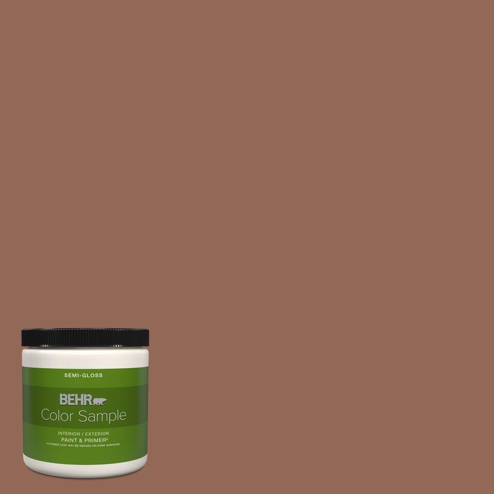 BEHR PREMIUM PLUS 8 oz. #S190-6 Rio Rust Semi-Gloss Interior/Exterior ...