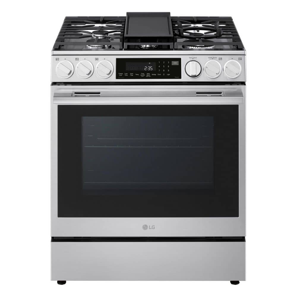 LG Smart Gas 30 in. 5 Burners Slide In Gas Range in Stainless Steel ...