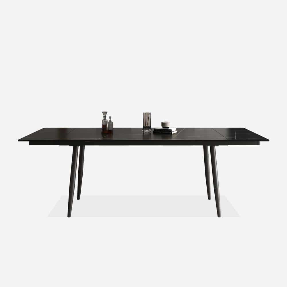 THE RIGHT PATH 62.9'' to 94.4'' Black Stone Extendable Dining Table 160ZDCZ# - The Home Depot