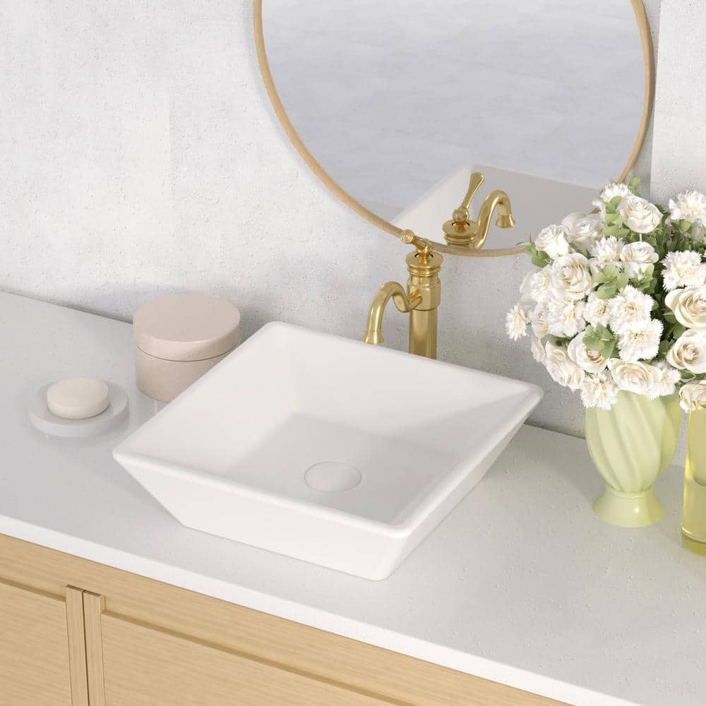 DEERVALLEY DeerValley Ace Classic Ceramic Square Vessel Sink in White ...
