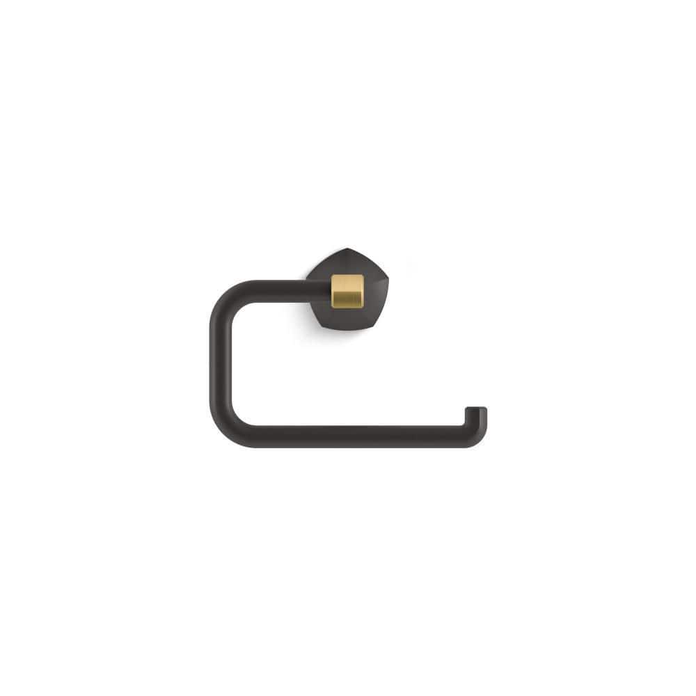 KOHLER Occasion Wall Mounted Towel Ring in Black with Brass Trim 27063 ...