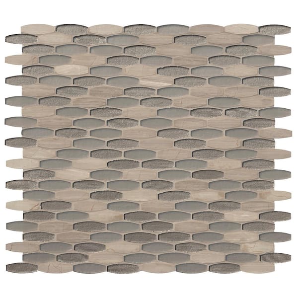 MSI Ellipse Gris 12 in. x 12 in. x 8mm Glass Stone Mesh-Mounted Mosaic ...