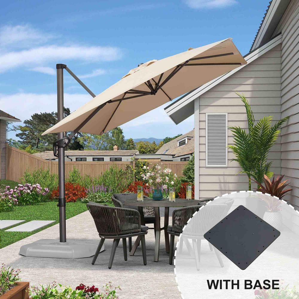Purple Leaf Offset Patio Umbrella Steel Plate Base