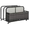 Outsunny 40 Gal. Grey Rattan Wicker Rolling Deck Box for Floats ...