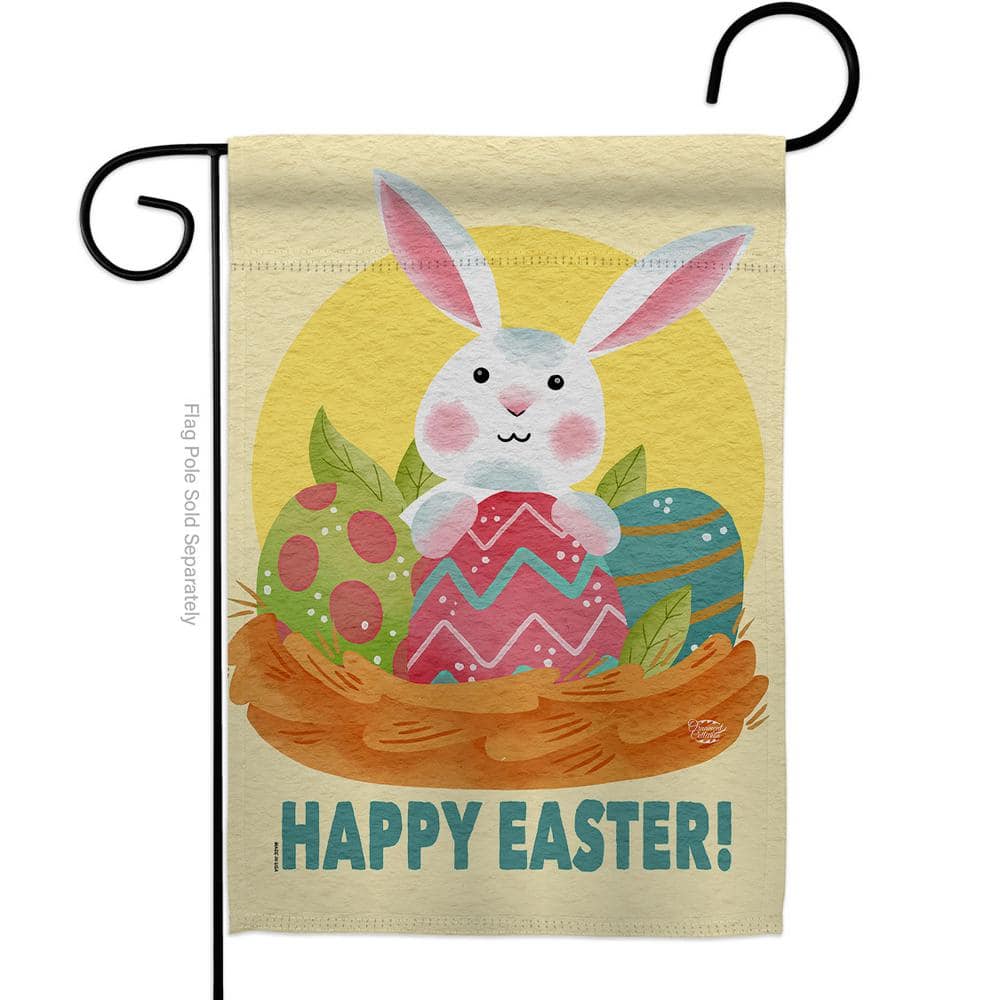Ornament Collection 13 in. x 18.5 in. Easter Bunny Fun Garden Flag ...