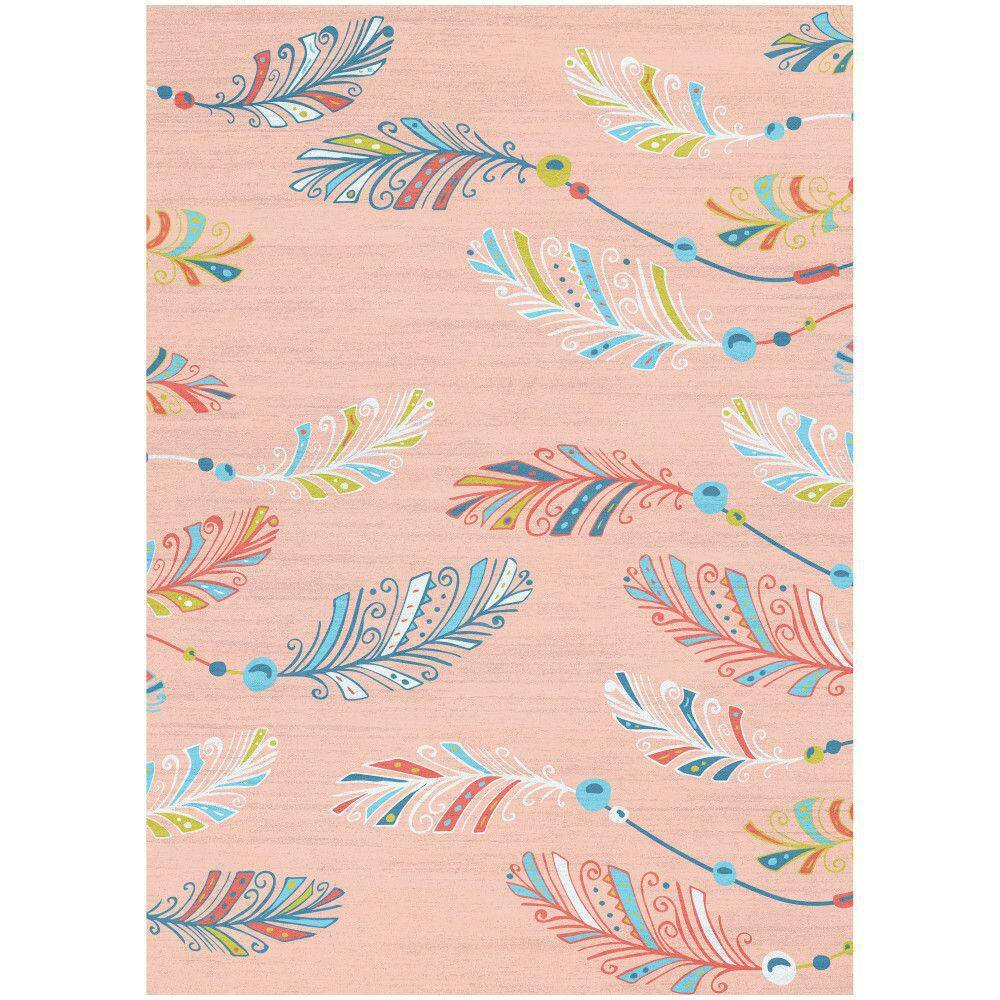 Nourison Imagination Pink Multicolor 5 ft. x 7 ft. Graphic Contemporary ...