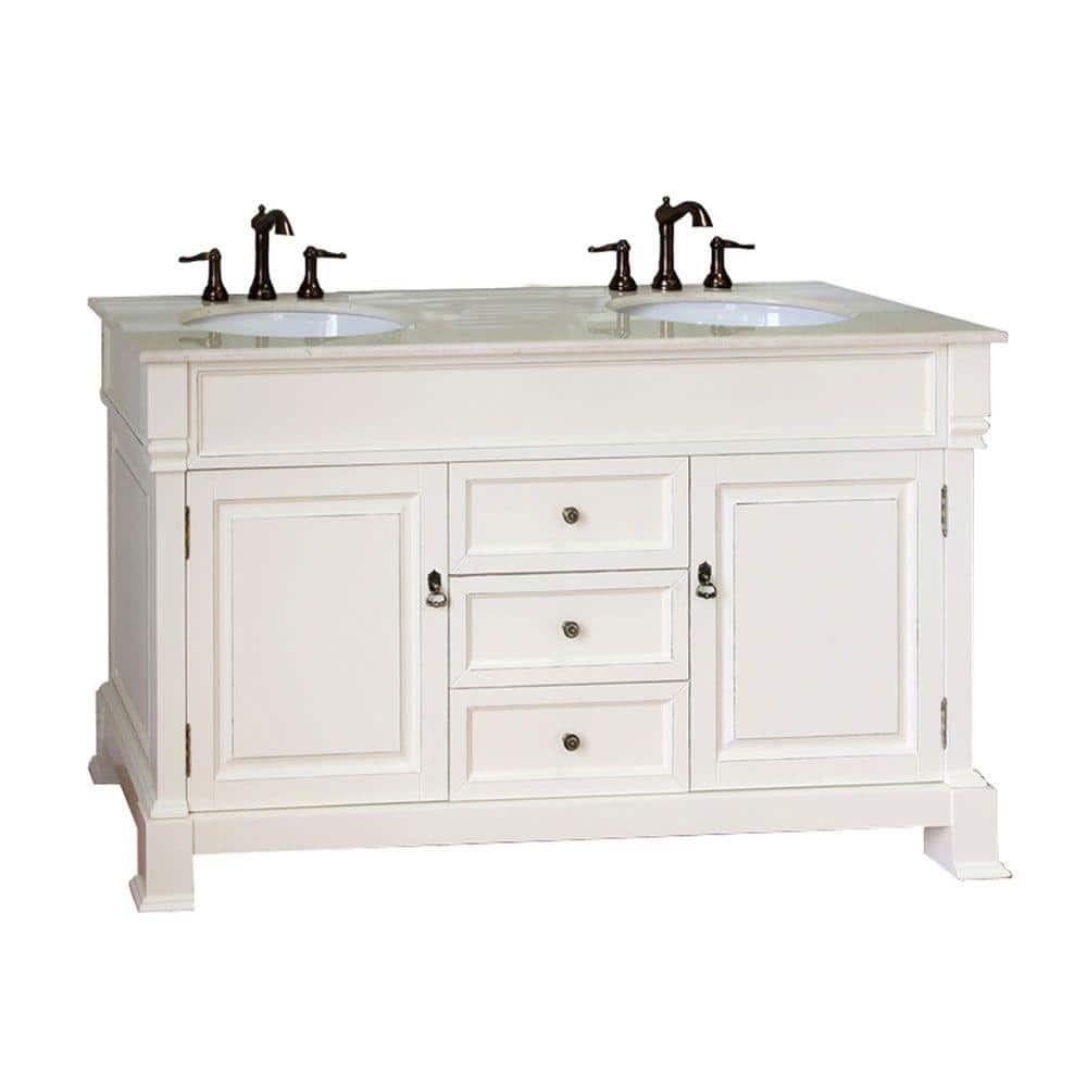 Bellaterra Home Cambridge Cr 60 in. W Double Vanity in Cream with ...