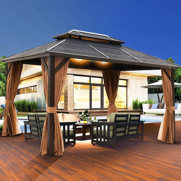 ToolCat 10 ft. x 13 ft. Aluminum Double Galvanized Steel Roof Gazebo ...