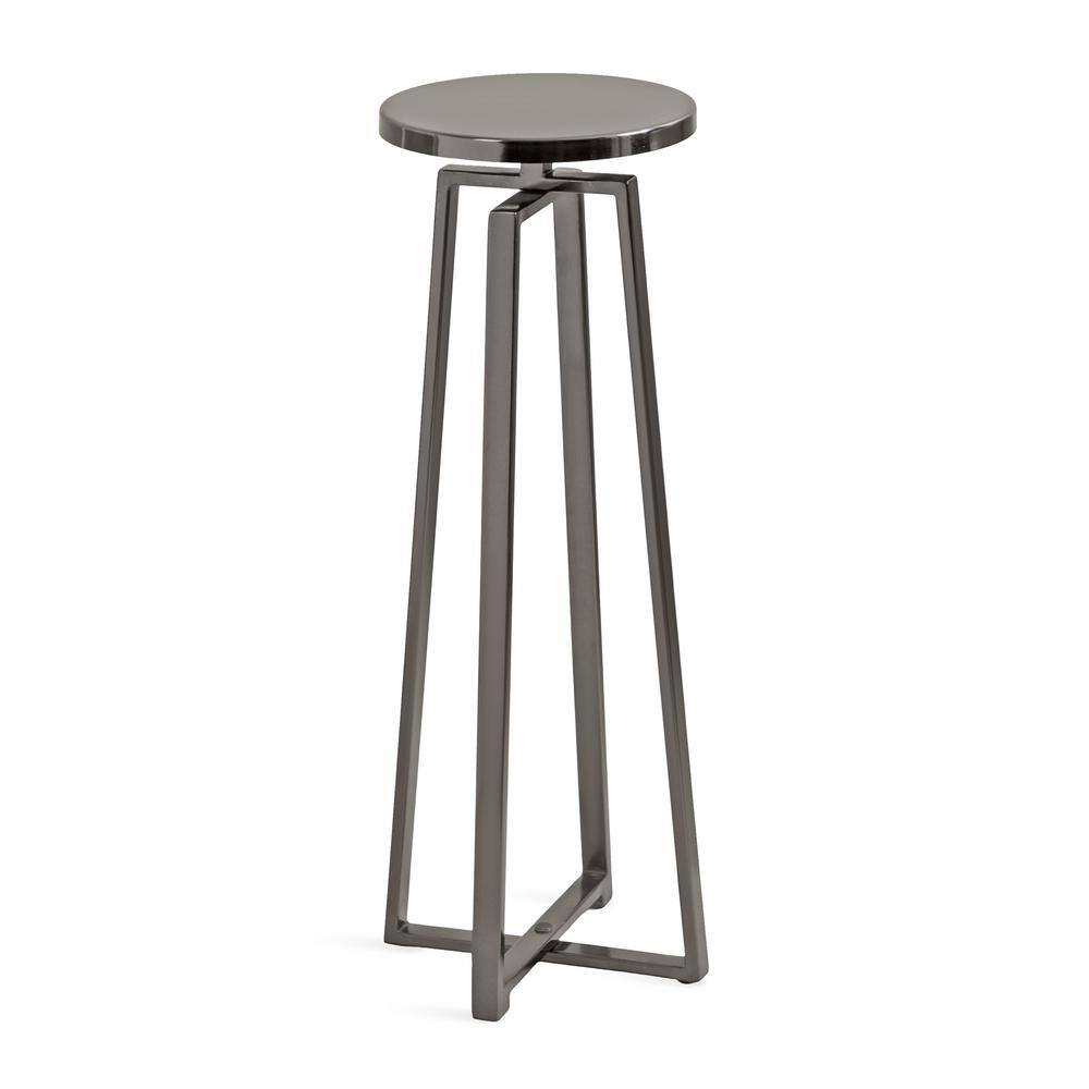 Kate and Laurel Zia 9 in. Pewter Round Metal End Table 225834 - The ...