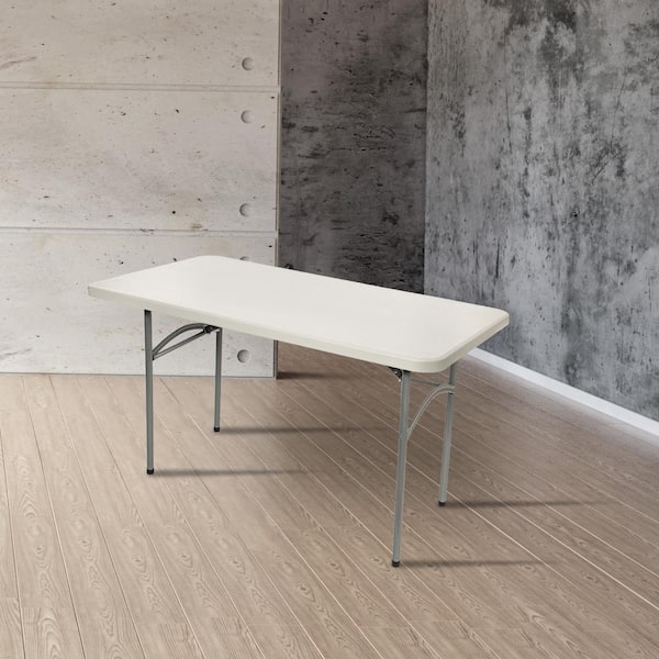 HAMPDEN FURNISHINGS Baldwin 24 in. x 48 in. Plastic Top Metal Frame Folding Office Table Speckled Grey HMDST2448