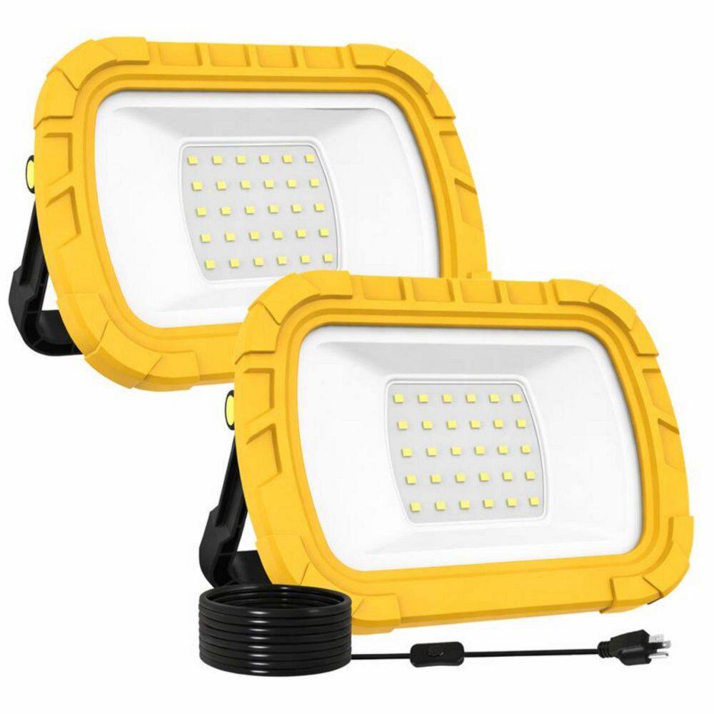 BeamBox 120-Volt 1100 Lumen 6500K LED Portable Flood Work Light (2-Pack ...
