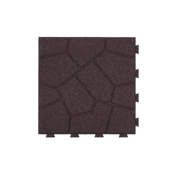 Vigoro 16 in. x 16 in. x 5/8 in. Brown SmartLoc Rubber Paver (9-Pack ...