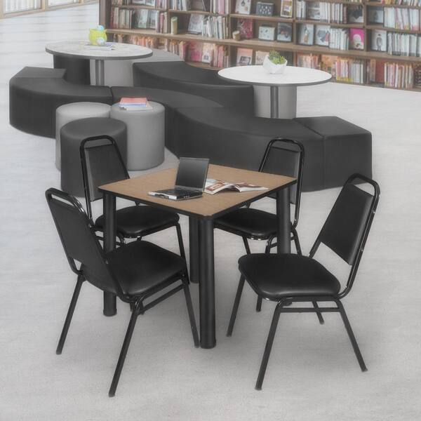 Regency Kee 30 in Noble Oak Square Breakroom Table Desk & 4 Restaurant ...