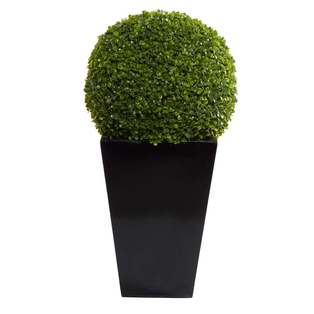 Litton Lane 32 in. H Tall Boxwood Ball Topiary with Realistic Leaves ...