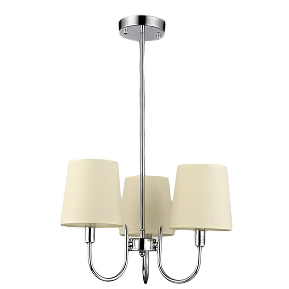 Warehouse of Tiffany Aspen 3-Light Chrome Indoor Off White Fabric ...
