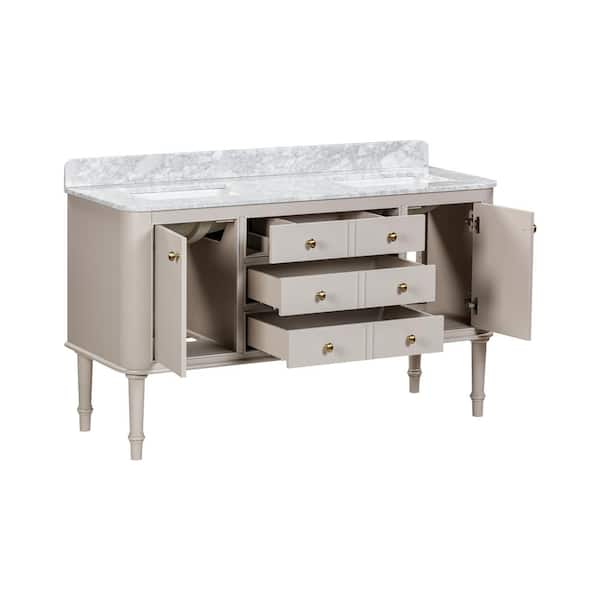 Home Decorators Collection Collette 60 in. Double Sink Greige Bath ...