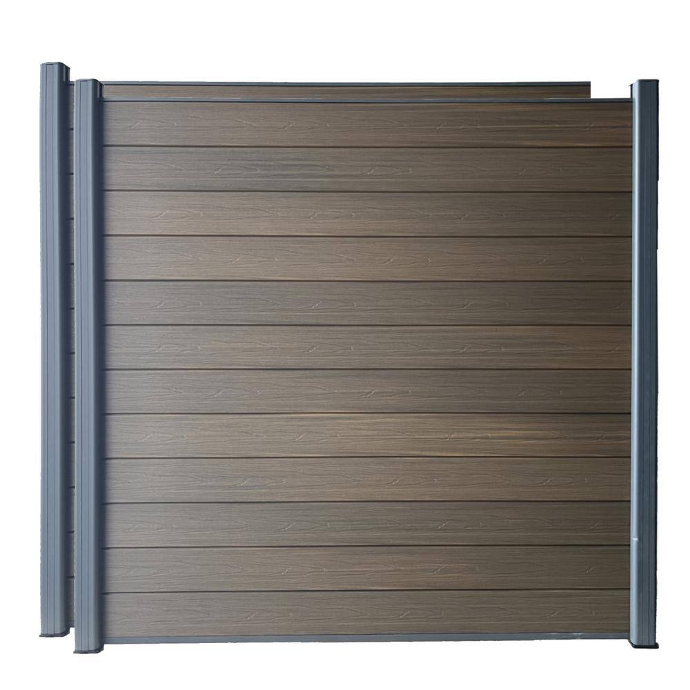 LH EP Complete Kit 6 ft. x 6 ft. Wood Grain Brown WPC Composite Fence ...