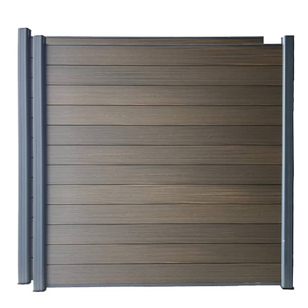 LH EP Complete Kit 6 ft. x 6 ft. Wood Grain Brown WPC Composite Fence ...