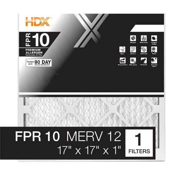 HDX 17 in. x 17 in. x 1 in. Premium Pleated Air Filter FPR 10, MERV 12 ...