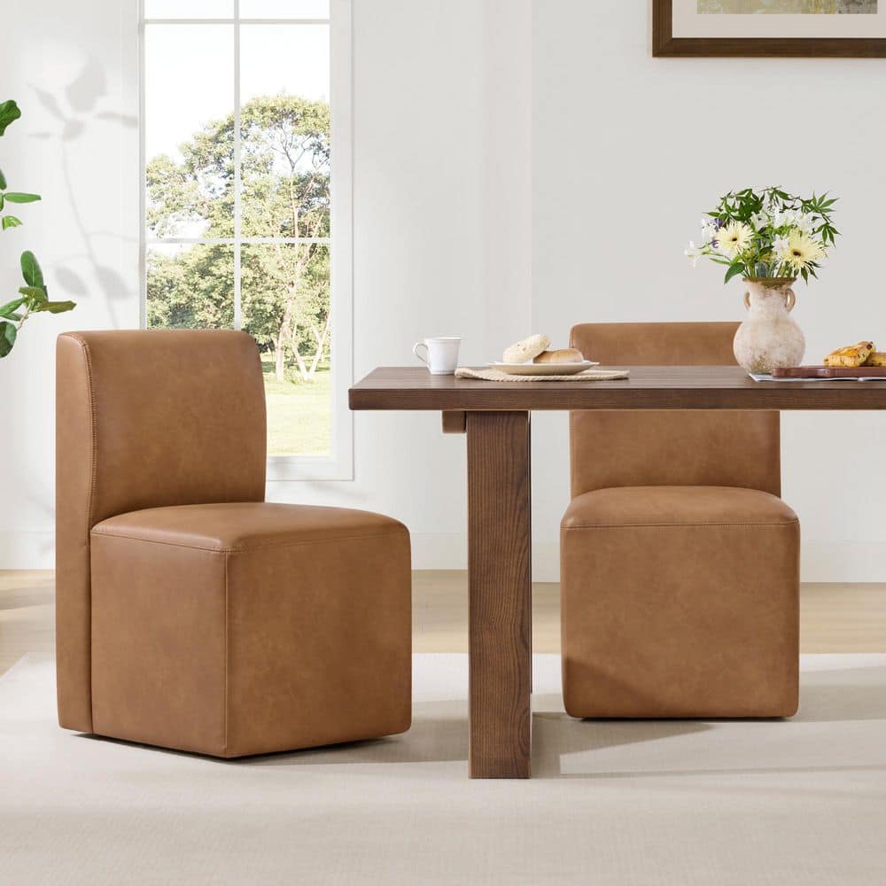 Reviews for Spruce & Spring Idina Camel Faux Leather Dining Chairs with ...