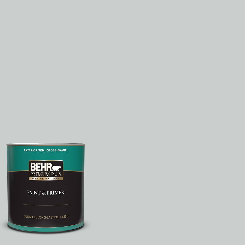 BEHR PREMIUM PLUS 1 qt. #720E-2 Light French Gray Semi-Gloss Enamel ...