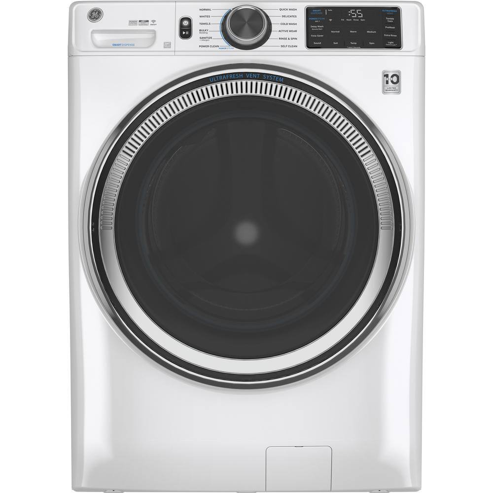 GE 4 8 Cu Ft White Front Load Washing Machine With OdorBlock UltraFresh Vent System With 