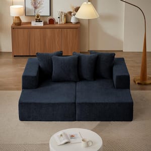 Boyel Living 74 in. Wide Straight Arm Chenille Rectangle Minimalist ...