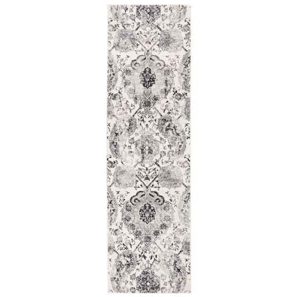 SAFAVIEH Madison Cream/Silver 2 ft. x 14 ft. Runner Rug MAD600D-214 ...