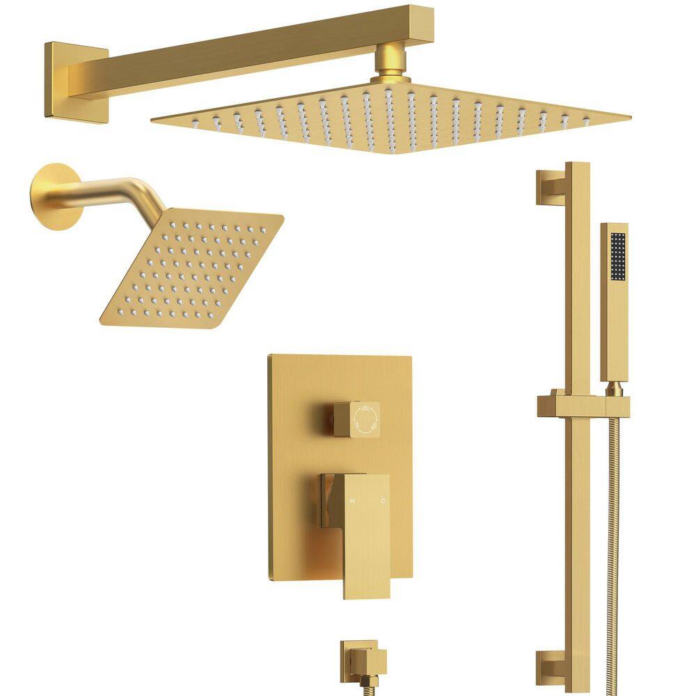 EVERSTEIN 3-Spray Patterns 2.5 GPM 10 and 6 in. Dual Shower Head Wall ...