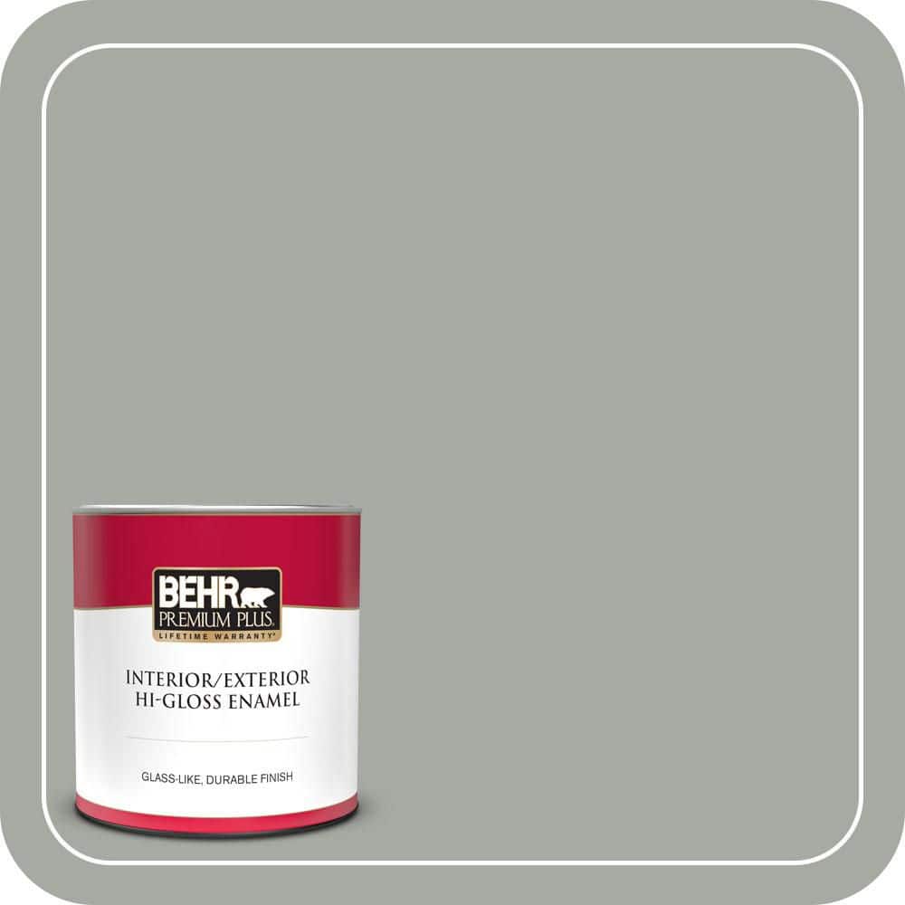 BEHR PREMIUM PLUS 1 qt. #ECC-35-1 Silver Clouds Hi-Gloss Enamel ...