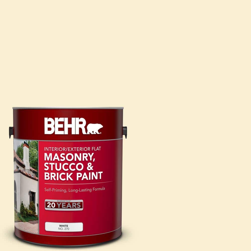 BEHR 1 gal. #YL-W03 Honied White Flat Masonry, Stucco and Brick ... BEHR 1 gal. #YL-W03 Honied White Flat Masonry, Stucco and Brick ...