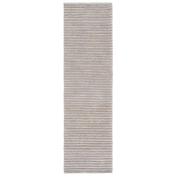 SAFAVIEH Natura 2 ft. x 8 ft. Gray/Ivory Striped Solid Marle Runner Rug ...