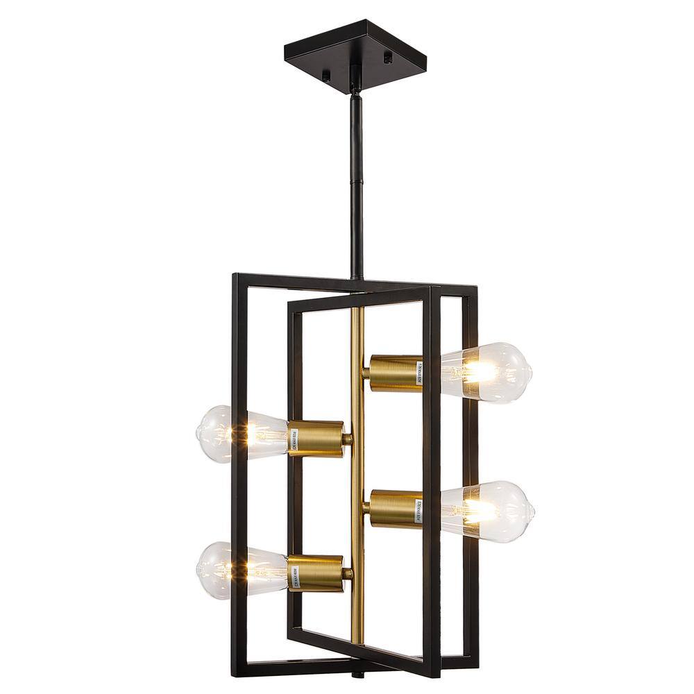 Magic Home 4-Light Gold Modern Geometric Metal Ceiling Light Foyer Lighting Fixture Chandelier ...