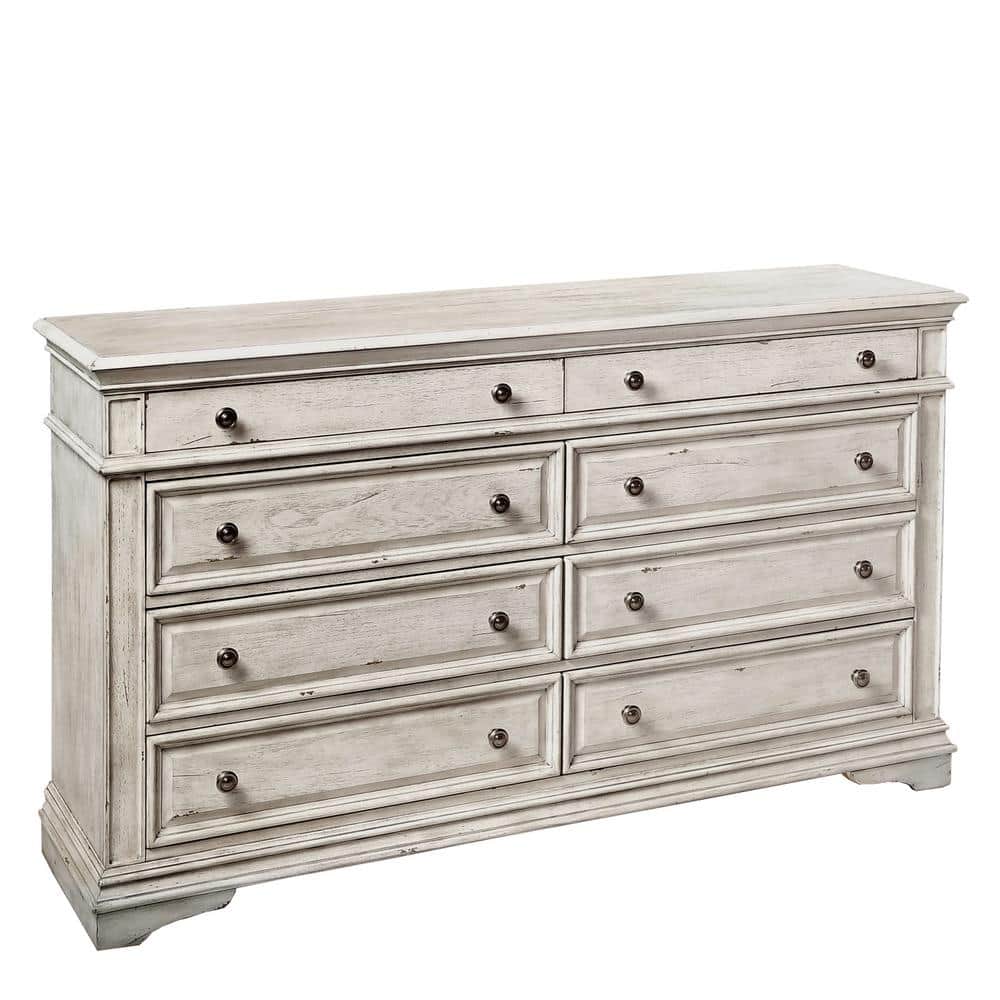 Steve Silver Highland Park 8-Drawer Rustic Ivory Dresser (66 in. Depth ...