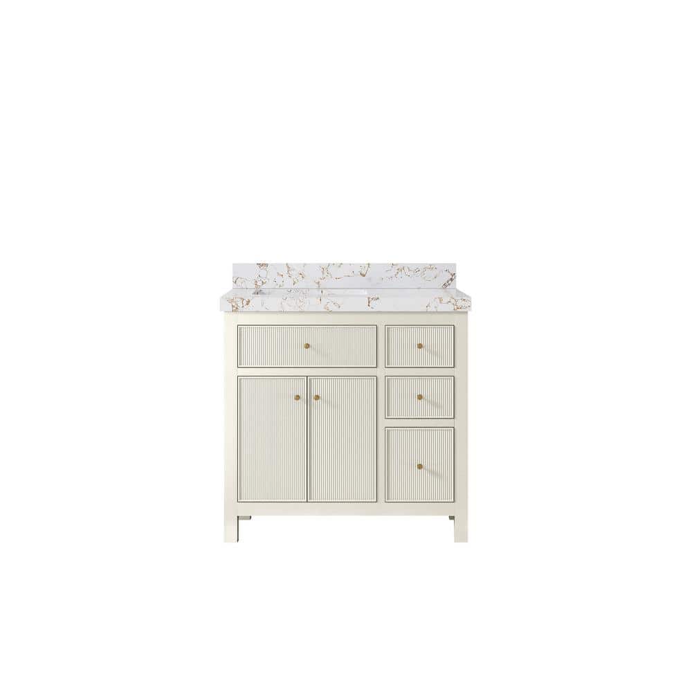 Willow Collections Sonoma 36 in. Left Sink Freestanding Alabaster Bath ...