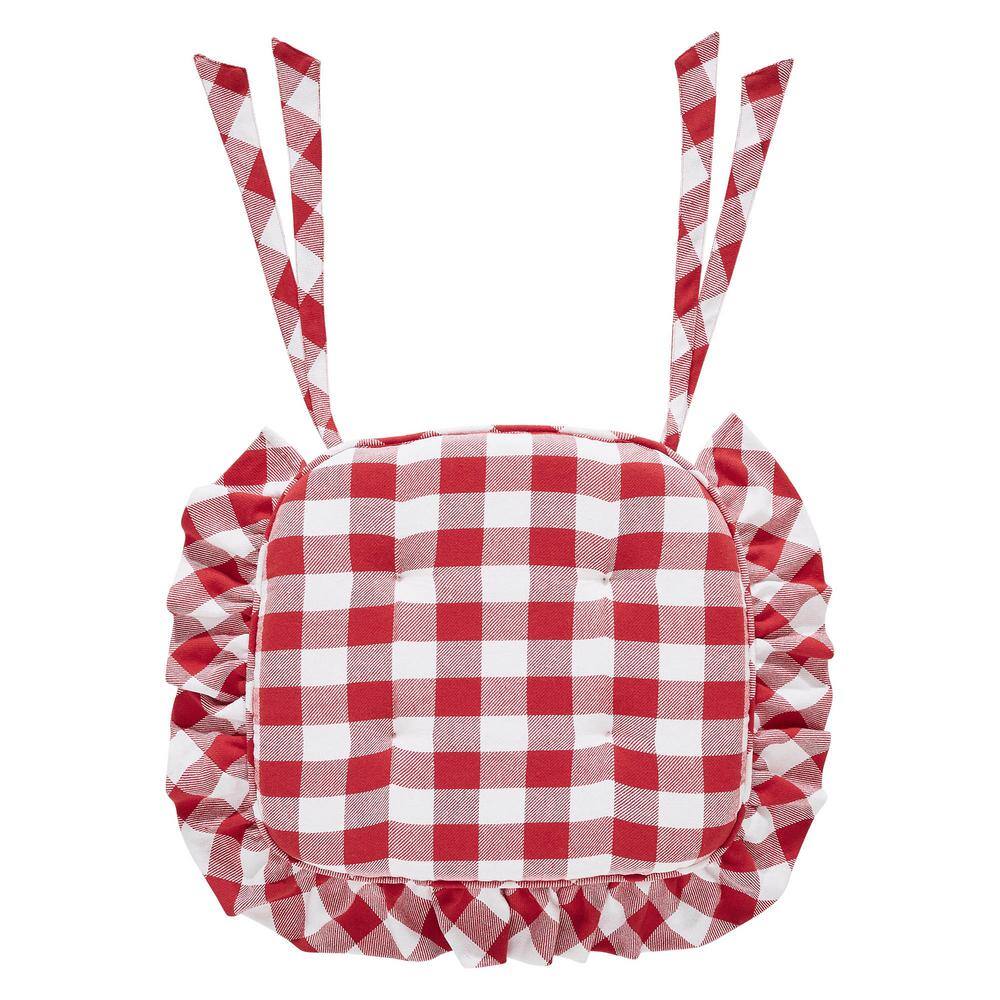 VHC BRANDS Annie Country Red, Soft White Buffalo Check Ruffled Chair ...