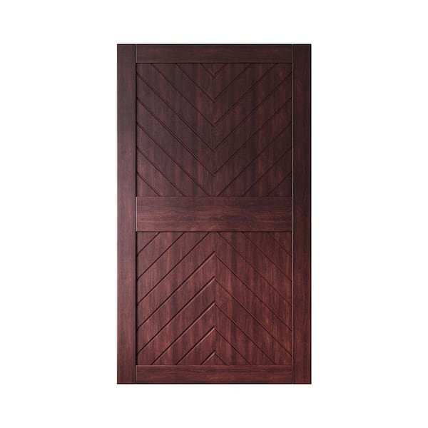 HOMACER JT4 42 in. x 84 in. C-Panel Solid Core Red Mahogany Fishbone ...