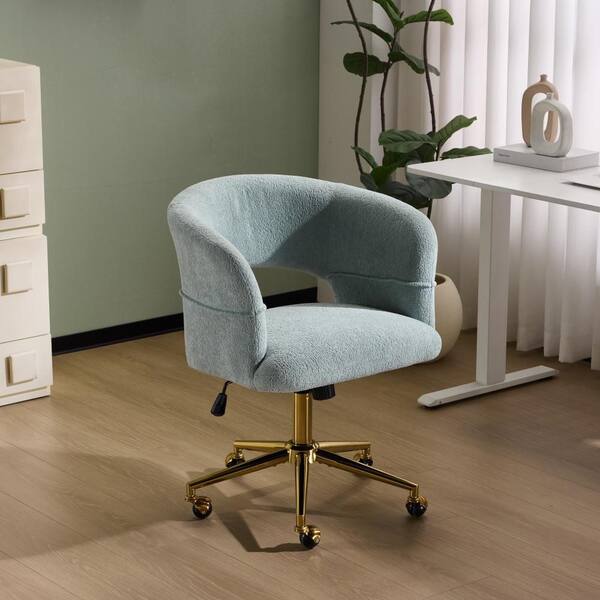 Karl home Velvet Fabric Task Chair in Blue with Circle-Shaped Arms ...