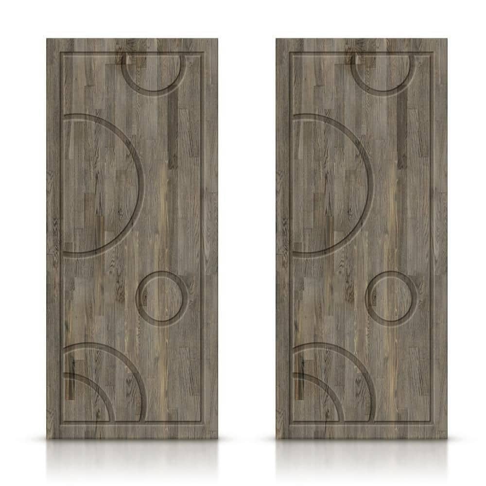 CALHOME 84 in. x 96 in. Hollow Core Weather Gray Stained Pine Wood ...