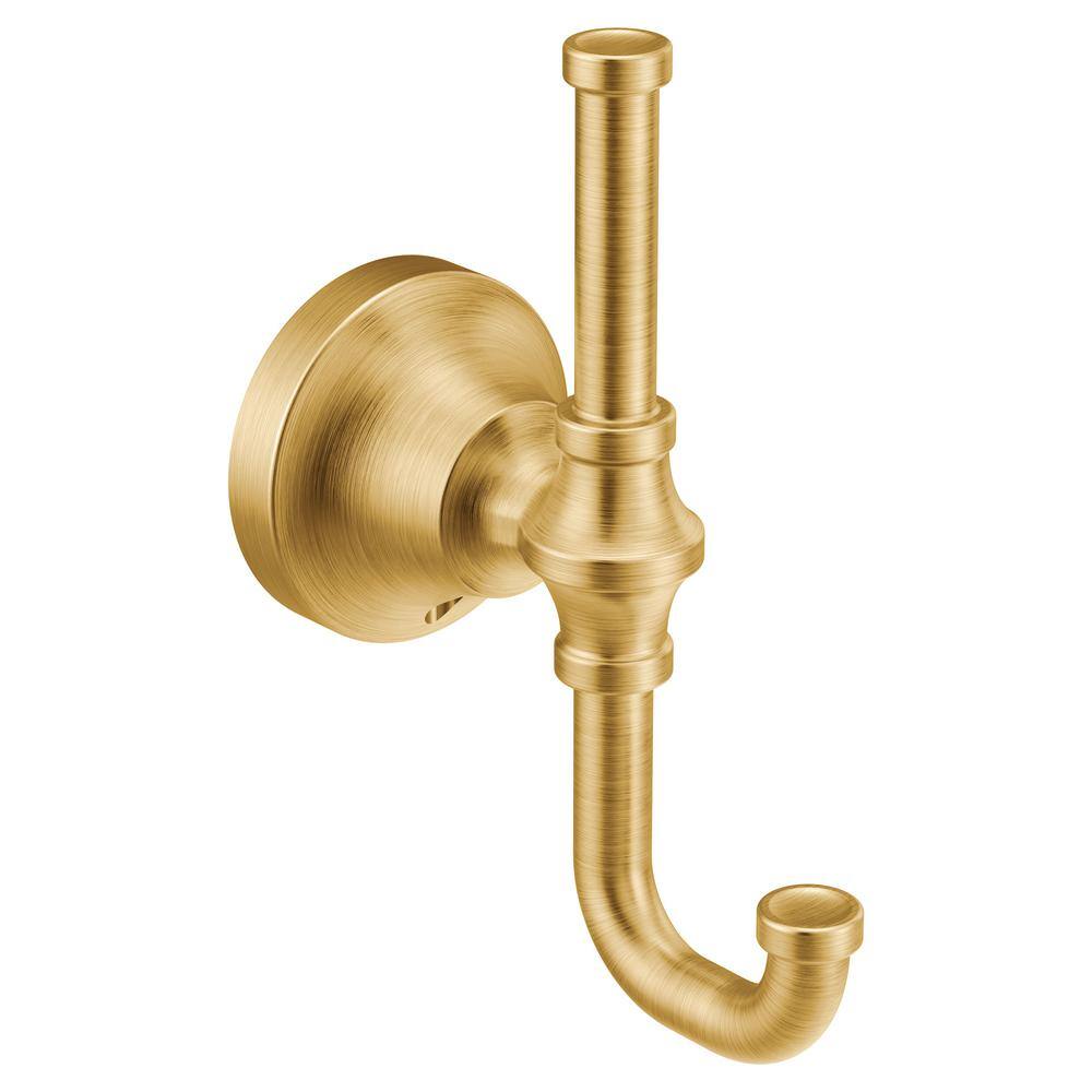 MOEN Colinet Traditional Double Robe Hook in Brushed Gold YB0503BG - The Home Depot