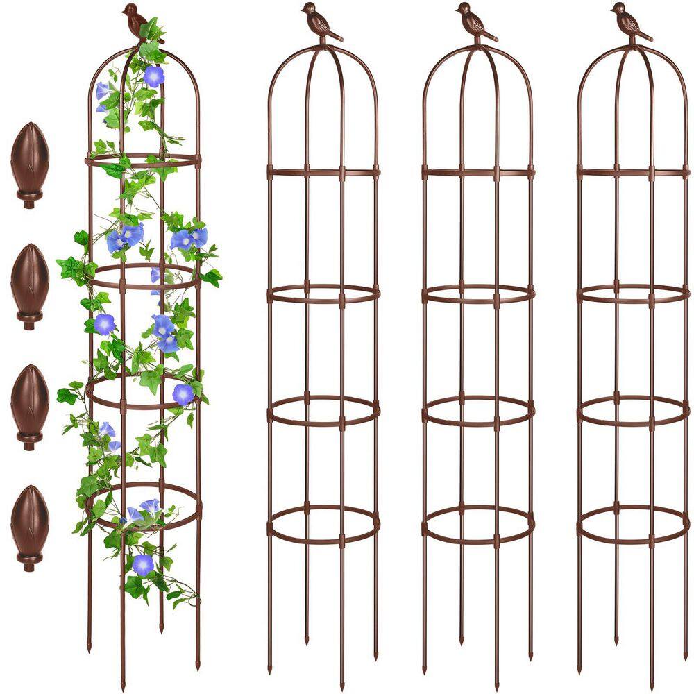 Brown 4 Pack 6 ft Garden Obelisk Trellis 0C7CFVM5K - The Home Depot