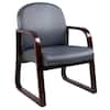 BOSS Office Products Gray Fabric Guest Chair, Mahogany Solid Wood ...