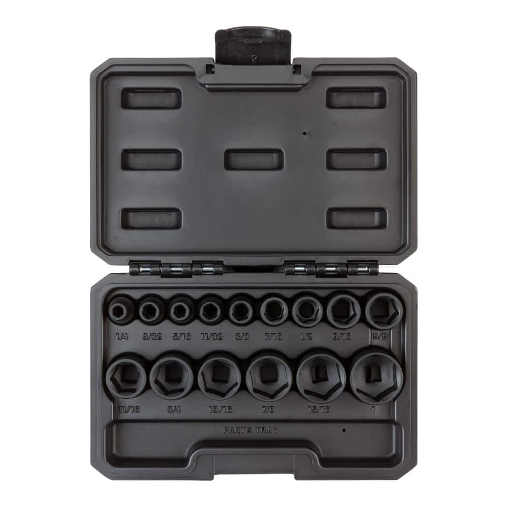 TEKTON 3/8 in. Drive 6-Point Impact Socket Set, 15-Piece (1/4 in. - 1 ...