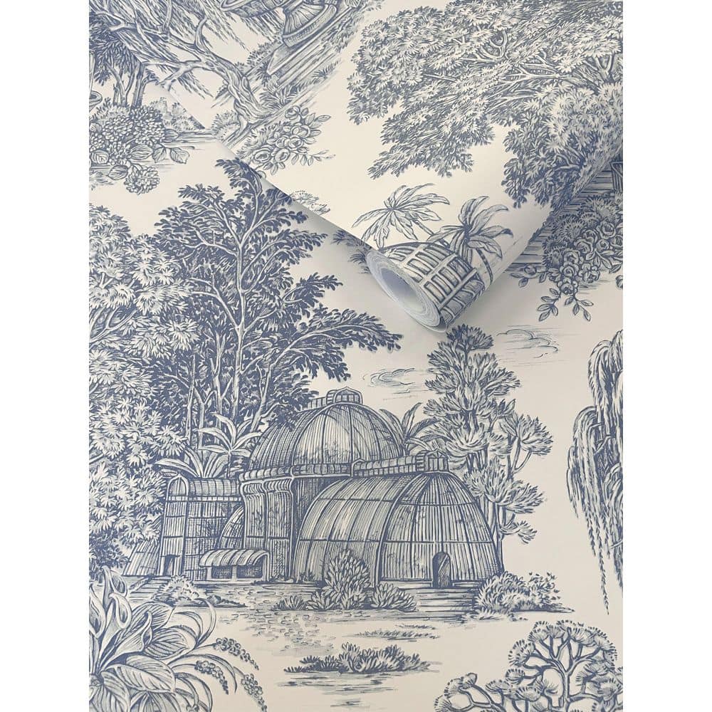 Walls Republic Blue Timeless Garden Toile Wallpaper Print Non-Woven Non ...