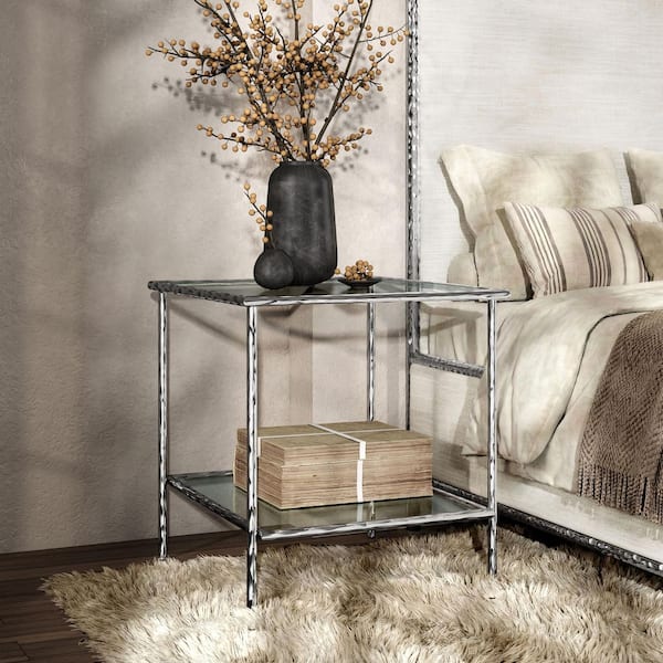 Reviews for Furniture of America Zayen 24 in. Modern Silver Hammered ...