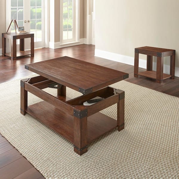 Steve Silver Arusha 48 in. Brown Wood Rectangle Coffee Table and 2 End ...