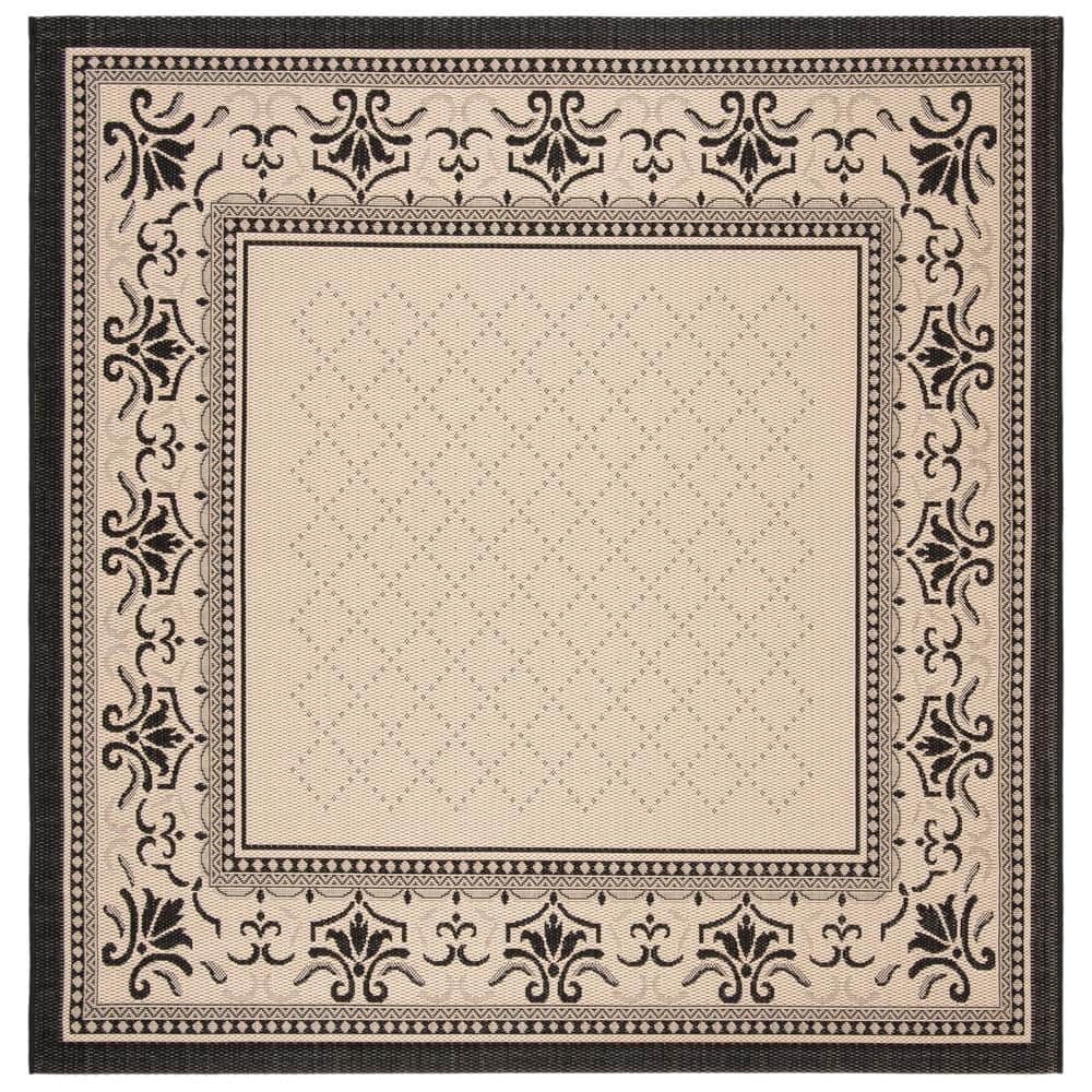 SAFAVIEH Courtyard Sand/Black 8 ft. x 8 ft. Square Border Indoor ...