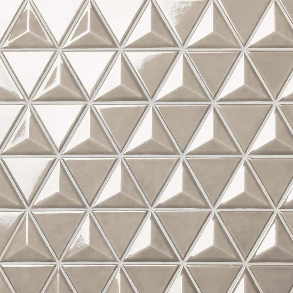 Ivy Hill Tile Medley Triangle Warm Gray 11.02 in. x 12.55 in. Glossy ...