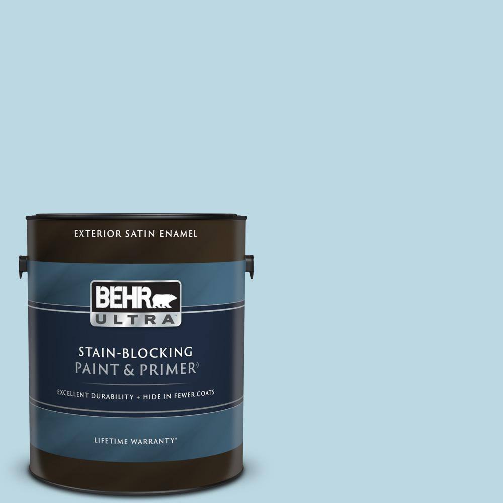 BEHR ULTRA 1 gal. #S490-2 Glacial Stream Satin Enamel Exterior Paint ...