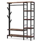 Tribesigns Cynthia Brown Freestanding Garment Rack with Storage Shelves ...